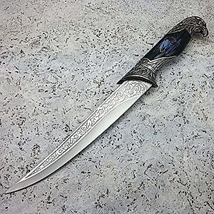 13" EAGLE HEAD DAGGER Collectors Hunting Carbon Steel Sharp Tactical Fixed Blade Knife W/DECORATIVE EAGLE PRINTED SHEATH