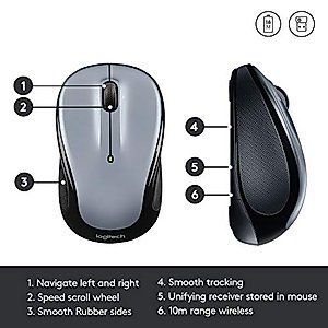 Logitech Wireless Mouse M325 with Designed-For-Web Scrolling - Light Silver