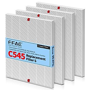 4 Pack C545 HEPA Replacement Filter S Compatible with Winix C545 Air Purifier, for Winix C545 Replacement Filter, H13 Ture HEPA Filter, Part# 1712-0096-00 and 2522-0058-00