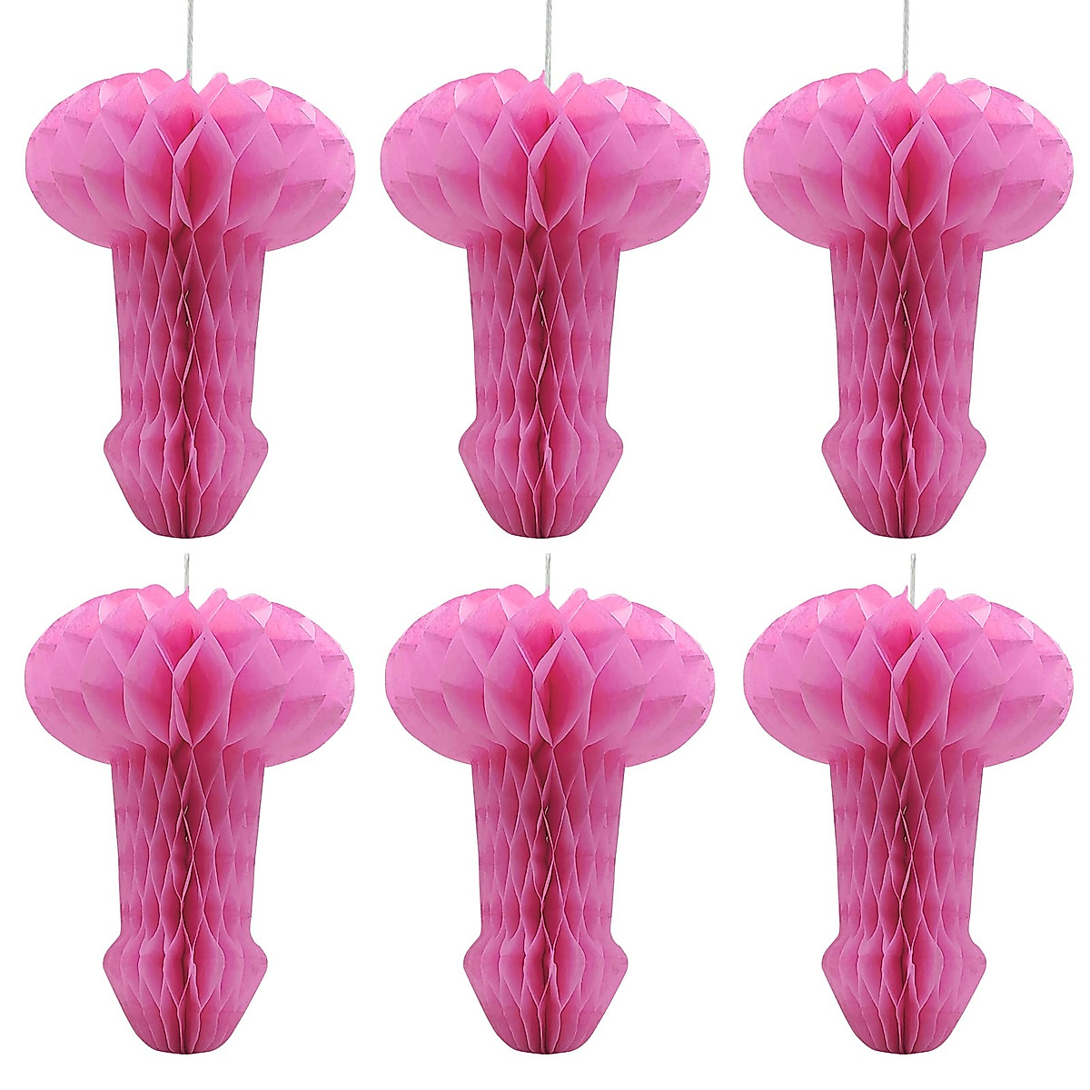 Bachelorette Party Decorations, 6 Pack Bachelorette Party Supplies, Hanging Honeycomb Poms Hot Pink Backdrop for Bridal Shower Bride Wedding Engagement Gold Rose Purple Birthday (6Pack Pink2)