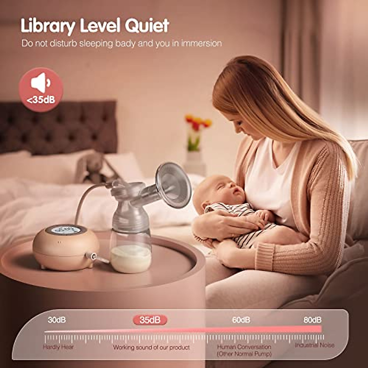 Breast Pump, BabyKing Electric Breast Pump with 3 Modes & 15 Levels, Pain Free Strong Suction Power, Ultra-Quiet Rechargeable for Travel & Home