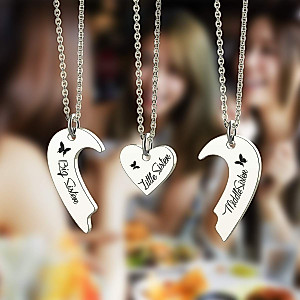 HOFOYA matching sisters necklace 3 piece best friends pendant set of 3 split heart necklaces jewelry gifts for 3 sisters best friends,Birthday christmas gift.
