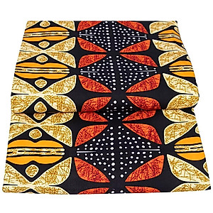 HollandaisWax African Fabric 5 Meters Ankara Print Polyester Kente Fabric for DIY Craft Party Dress 6604