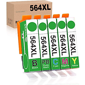 OSIR Compatible Ink Cartridge Replacement for HP 564 564XL for HP Photosmart 7510 7520 7525 6520 5520 6510 5510 7515 B8550 C6380 Premium C309a C410a Officejet 4620 4622 Deskjet 3520 3521 3522 (5-Pack)