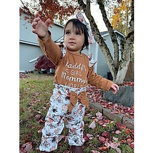 Kislio Baby Girl Clothes Daddys Girl Mommys World Outfit Ruffle Romper Pants Set Newborn Girl Clothes Set