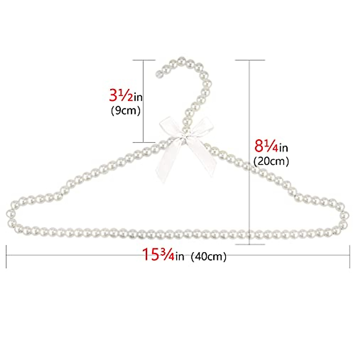 ADORILA 5 Pack Pearl Clothes Hangers, Elegant Bridesmaid Hangers, Closet Coat Storage Organizer Bowknot Standard Wedding Hangers (White)