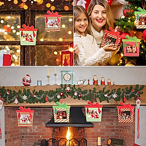 Irenare 24 Pcs Felt Christmas Photo Ornament Photo Frames with Bow Christmas Hanging Picture Frame Tree Decoration for DIY Christmas Tree Stockings Holiday Presents(Classic Style)