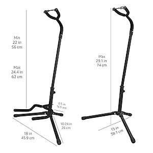 Amazon Basics Guitar Stand, Neck Support - For Home, Music Stores, Recording Studios, Display & Storage, Black