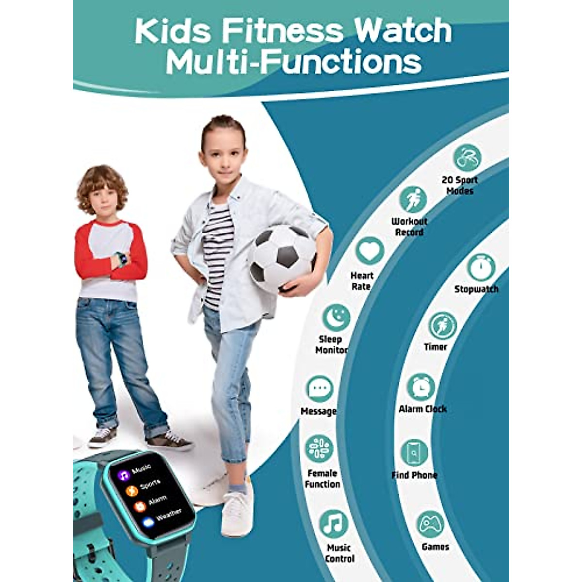 DIGEEHOT Kids Fitness Tracker Watch with Games for Boys Girls Age 6-16, IP68 Waterproof Kids Smart Watch 20 Sport Modes, Pedometers, Alarm Clock, Sleep Tracking, Toy Gifts for Kids