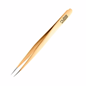Rubis Stainless Steel Pointed Tweezers for Precise Eyebrows and Hair Removal, 1K003, Made in Switzerland, Gold