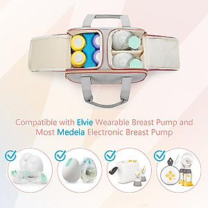 Damero Wearable Breast Pump Bag Compatible with Elvie Breast Pump and Most Medela Electronic Pumps, Tote Bag for Wearable Breast Pump, Pump Parts and Ice Pack, Patent Design