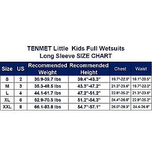 TENMET Boys Kids 2.5mm Neoprene Keep Warm Wetsuit UV Protection Swimsuits Long Sleeves Diving Suits Size 4