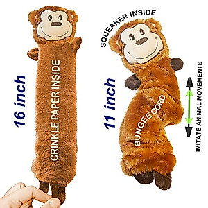 JALOUSIE 5 Pack Dog Bungee Stretch Toy Squeaky Dog Crinkle Chew Toy - Stuffingless Crinkle Paper Body No Mess - Sealed Stuffed Squeaky Head - Interactive Play Dog Crinkle Paper Sound Toy Value Bundle