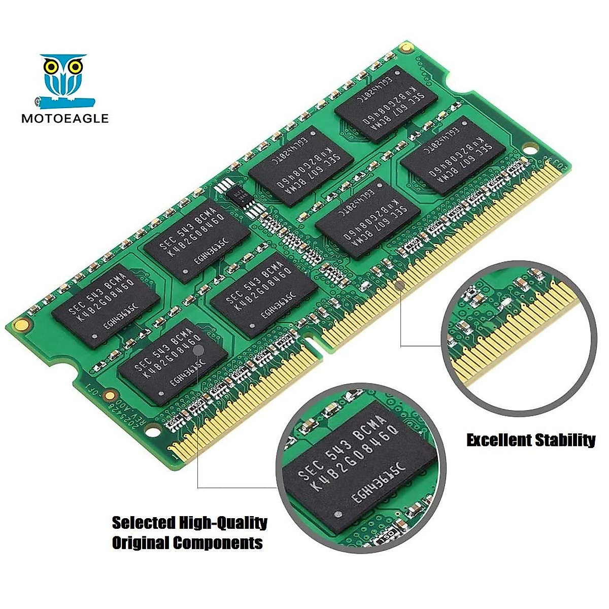 Motoeagle DDR3 1066MHz SODIMM 8GB Kit (2X4GB) 2Rx8 PC3-8500 PC3-8500S CL7 204 Pin 1.5V Non-ECC Unbuffered Laptop Memory RAM Modules
