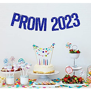 Prom 2023 Banner, Prom Night Decor, Class of 2023 Bunting Garland, 2023 Graduation Party Decorations Blue Glitter