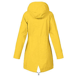 FAVIPT Rain Coats for Women Plus Size Waterproof Hooded Windbreaker Lightweight Zip Up Rain Jacket Outdoor Winter Trench Coat, A01~yellow, XX-Large