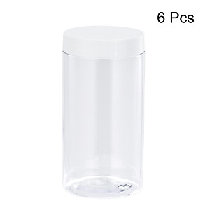 uxcell Round Plastic Jars with White Screw Top Lid, 17oz/ 500ml Wide-mouth Clear Empty Containers for Storage, Organizing, 6Pcs
