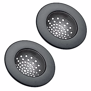mDesign Modern Kitchen Sink Strainer, Drain Cover for Standard Kitchen Sinks, Double Farmhouse Sinks, Utility Sinks - Flexible Base Traps Debris, Wide Metal Rim, 4" Round - 2 Pack - Matte Black
