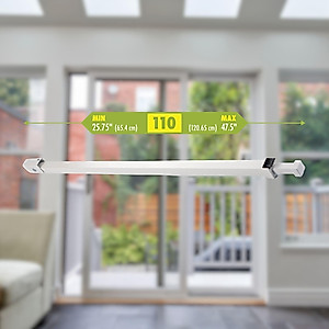 Ideal Security Sliding Patio Door Security Bar with Child-Proof Lock, Extendable, White (25.75-47.5 Inches)