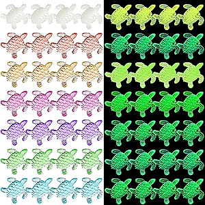 Libima 42 Pcs Luminous Mini Resin Turtle Sea Turtles for Crafts Glow in The Dark Miniature Turtle Statue Mini Resin Animals for Fish Tank Decoration Fairy Garden Dollhouse Landscape Decor 7 Colors
