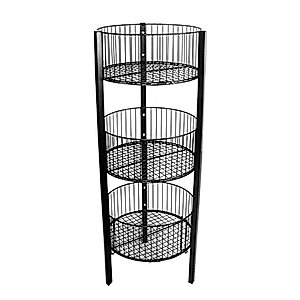 AMKO 3332B 3-Tier Bin – Floor Standing Fixture for Household Needs, Storage Baskets. Retail Store Fixtures, Equipment