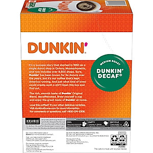 Dunkin' Decaf Medium Roast Coffee, 88 Keurig K-Cup Pods