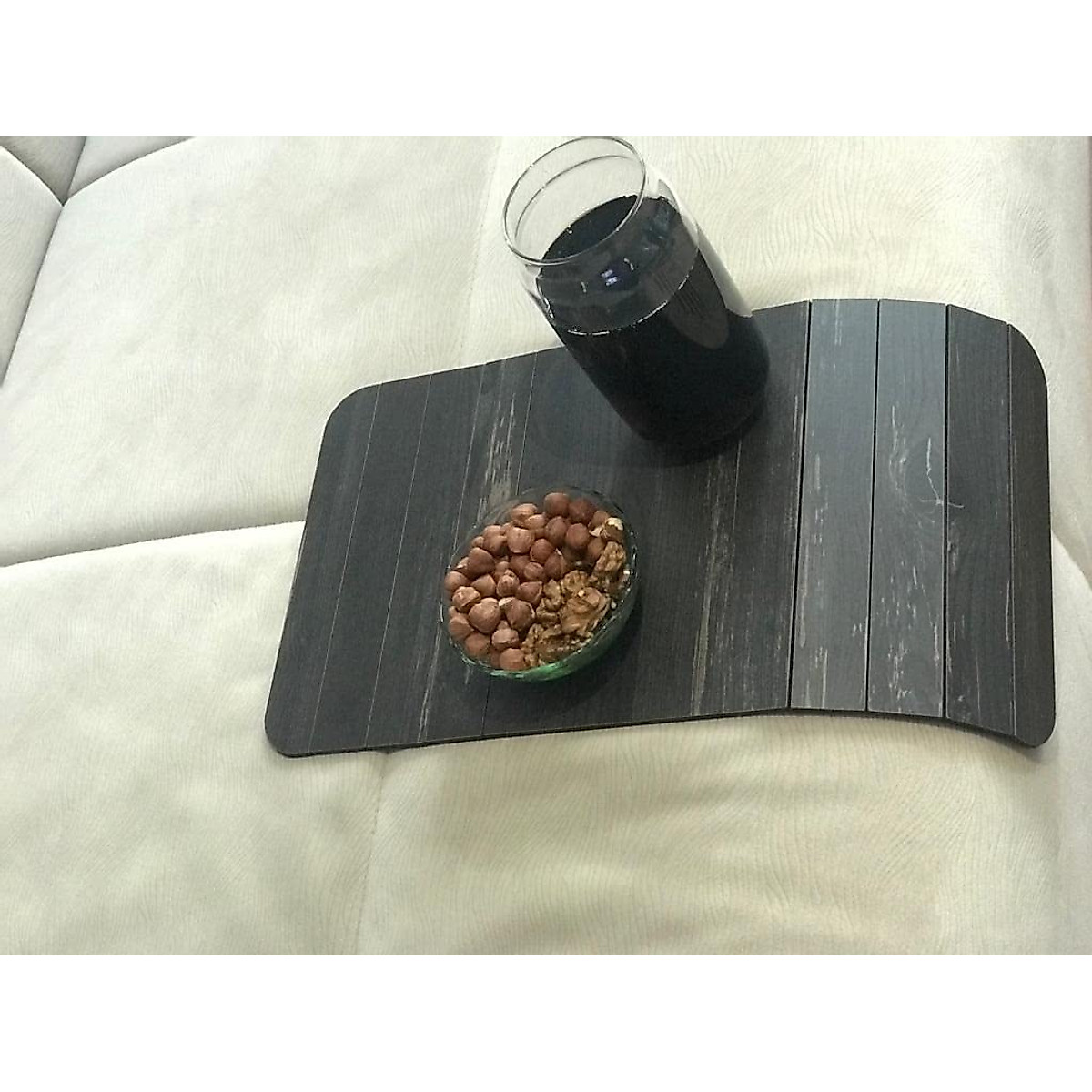 Sofa Armrest Tray, Non-Slip Drink Holder Coaster Portable Side Table, Drinking Table, Space-Saving Couch Arm Table, Sofa Armrest Tray Natural Wood Beverage Cup Holder Tray