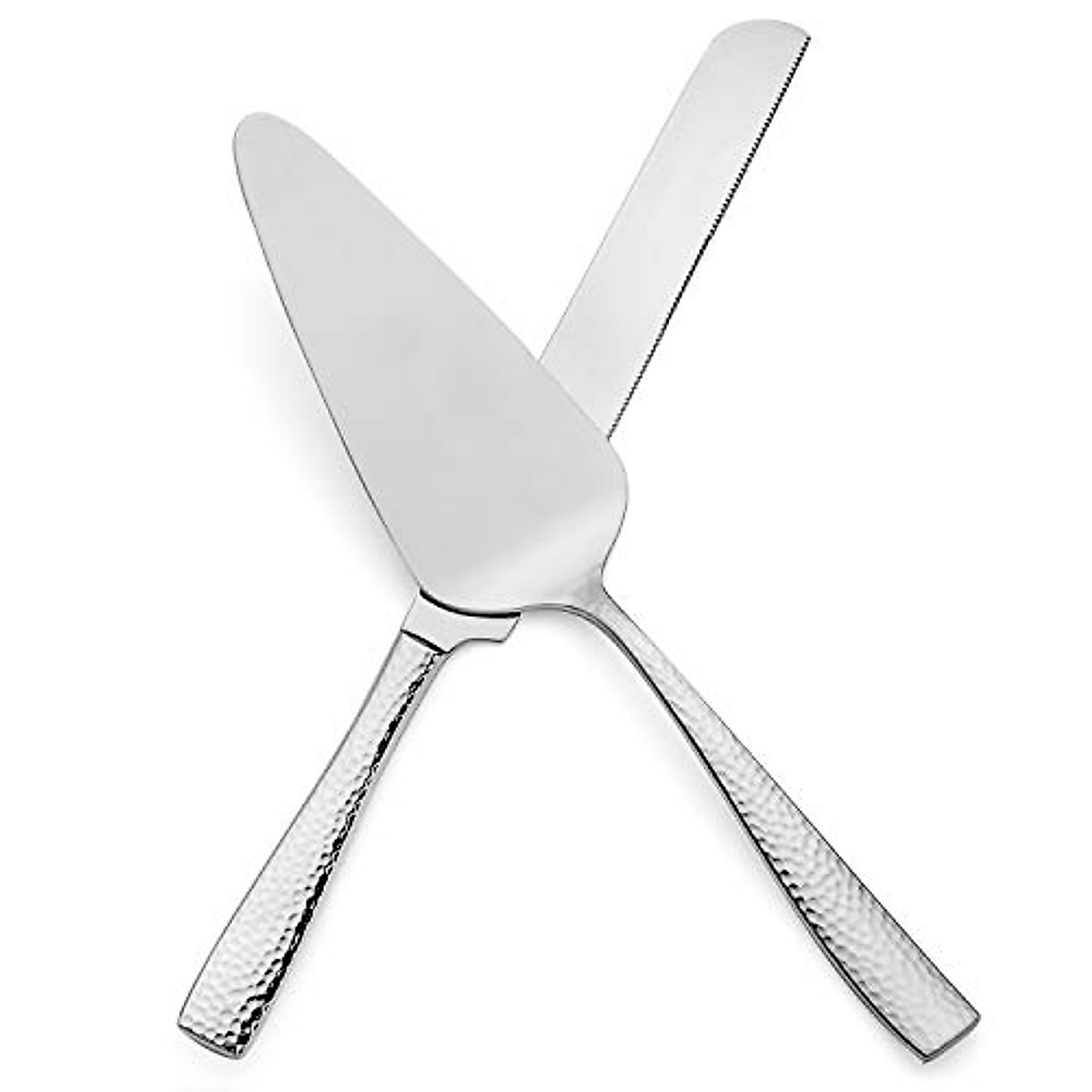 Hudson Essentials Hammered 18/10 Stainless Steel Cake Knife & Cake Server Set