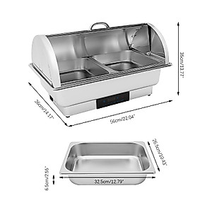 Electric Chafing Dish,Flip Top Chafing Dish,Dual Compartment Chafing Dish,Stainless Steel Electric Chafing Dis,for Parties,Wedding Brunches,Picnics,Buffets