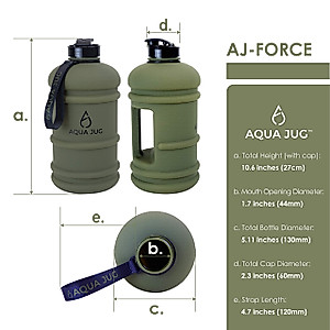 Aqua Jug Big Water Bottle, Dishwasher Safe BPA Free Drinking Water, Force Green 2.2L, Great for Gym Fitness Workout Sports Hiking and More