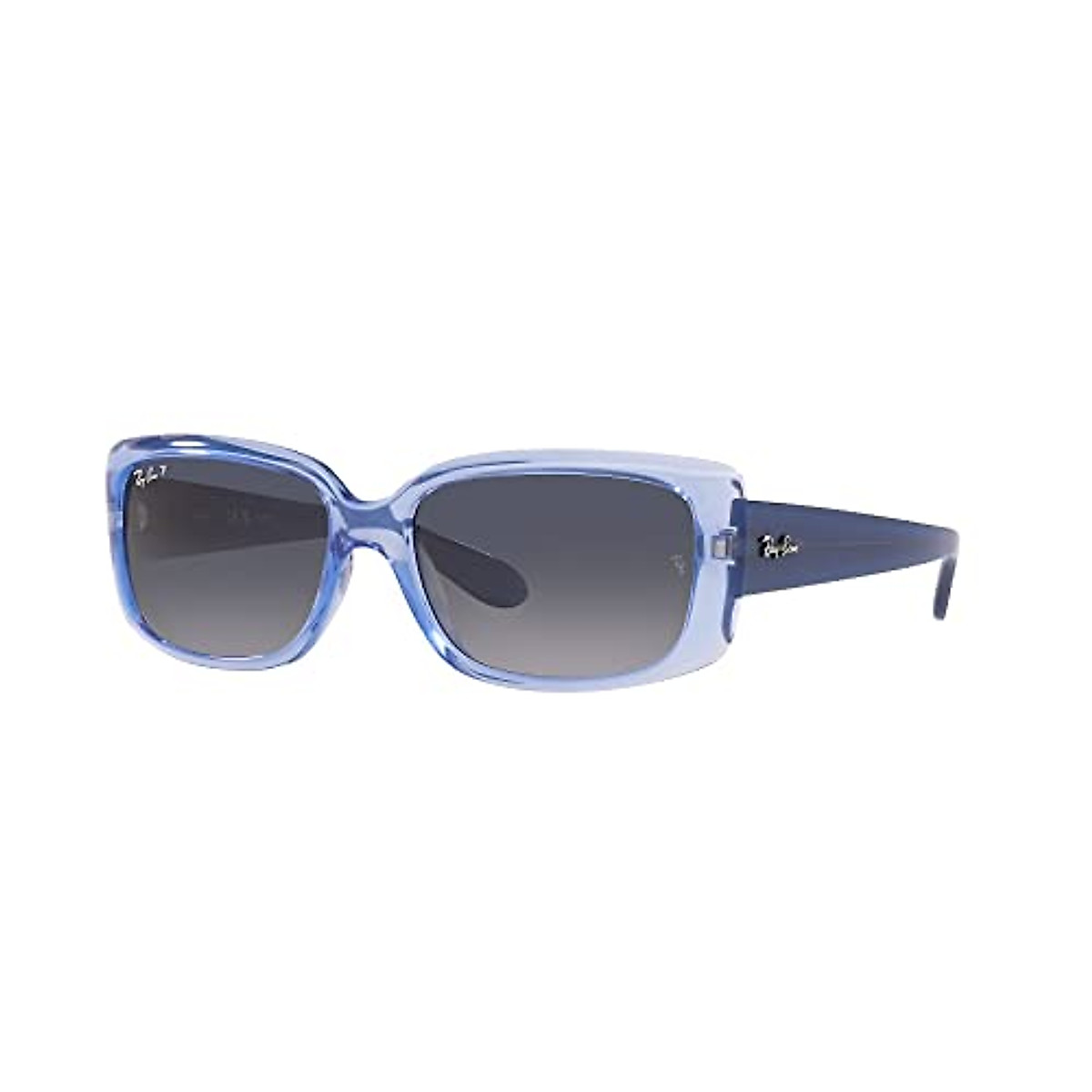 Ray-Ban Women's RB4389 Square Sunglasses, Transparent Light Violet/Blue Gradient Polarized, 55 mm