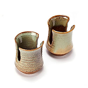 Pottery Sponge Holder Slotted Stoneware Ceramic Porcelain Sponge Holder by Gute for Father, Mother, Cleaning Supplies - Decorative Kitchen Décor - Organizer for Cleaning Dishes (Brown)