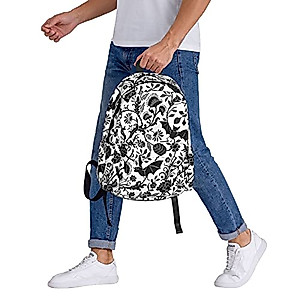 Qwalnely Goth Backpack for School, Durable Waterproof Gothic Bat Backpacks Laptop for Teens College Adult Women Girl, Men Boy Halloween Stuff Gifts