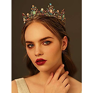 SWEETV Jeweled Baroque Queen Crown - Rhinestone Wedding Crowns and Tiaras for Women, Costume Party Hair Accessories with Gemstones,Victoria