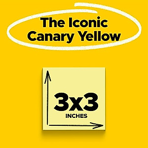 Post-it Notes, 3 in. x 3 in., Canary Yellow, 24 Pads/Pack