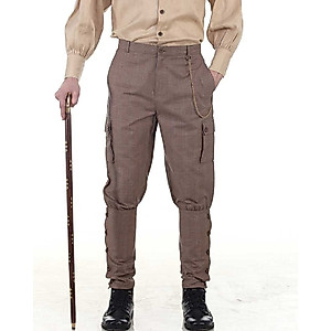 ThePirateDressing Steampunk Victorian Costume Airship Pants Trousers -Checkered (Small)