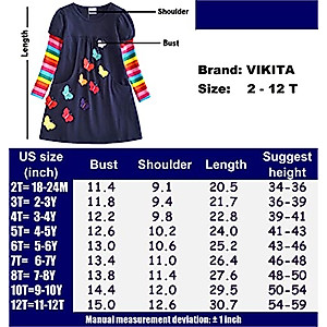 VIKITA Little Girls Dresses Winter Girl Clothes Long Sleeve Navy Dress Xmas Gift for Kids 2-8 Years LH5805, 7T