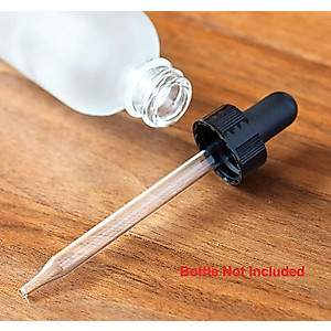 JUVITUS Black Straight Tip Glass Dropper Closure Top for Boston Round Bottles 24 Pack (4 oz / 120 ml (24-400 Neck Size))