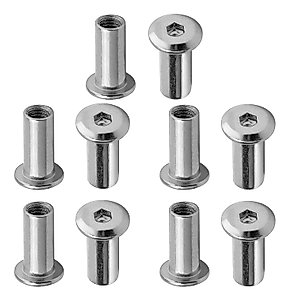 MroMax M6x17mm Nickel Plated Iron Insert Nut Rivet Hex Socket Head Nuts Screw Post Mounting for Furniture Installation Nickel Tone 30Pcs