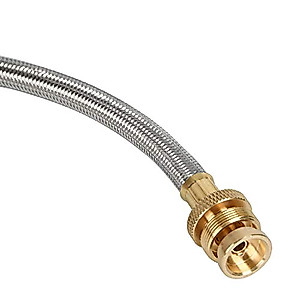 GGC 4 FT Stainless Steel Braided Propane Adapter Hose 1 lb to 20 lb Converter for QCC1/Type 1 LP Tank to 1 LB Portable Grill, Camp Stove, Buddy Heater