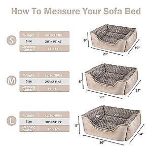 JOEJOY Rectangle Dog Bed for Large Medium Small Dogs Machine Washable Sleeping Dog Sofa Bed Non-Slip Bottom Breathable Soft Puppy Bed Durable Orthopedic Calming Pet Cuddler, Multiple Size, Beige