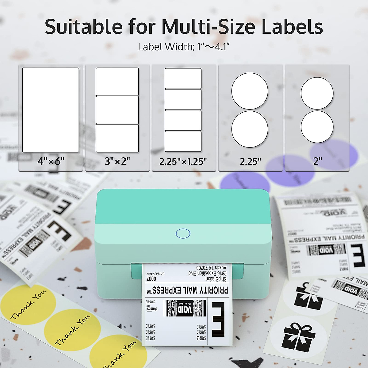 OFFNOVA Shipping Label Printer, 4x6 Label Printer for Shipping Packages, High Speed USB Thermal Printer, Supports ShipStation UPS FedEx Ebay (USB Version)