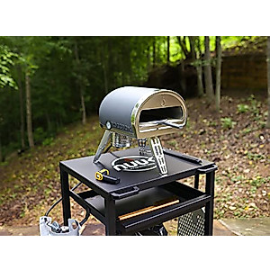 NUUK Three-Shelf Heavy Duty Rolling Outdoor Pizza Oven Table, 24" x 30" Steel Commercial Multifunctional Food Prep Worktable with Drawer on Wheels