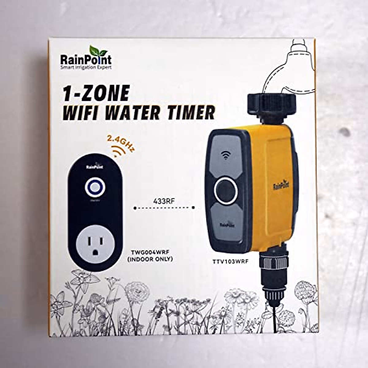 RAINPOINT Sprinkler Timer with Wi-Fi Hub, Smart Watering Timer Programmable Water Timer Hose Faucet Timer, Wireless Remote Control Irrigation System with Water Flow Meter, for Outdoor Yard, Garden
