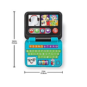 Fisher-Price Laugh & Learn Baby to Toddler Toy Let’S Connect Laptop Pretend Computer with Smart Stages for Ages 6+ Months