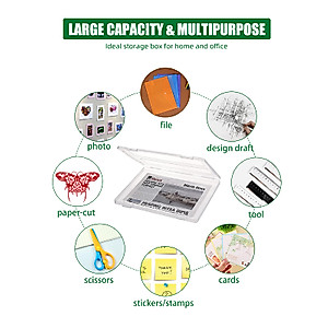 Denkee 4 Pack A4 File Portable Project Case, Plastic Storage Box for 8.5" x 11" Letter A4 Paper, Documents Magazines Paper Protector, Office School Supplies Accessories Storage Organizer Boxes (12.2 x 8.9 x 0.71 in)