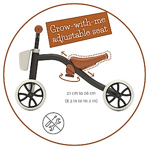 Chillafish Quadie Basket Stable 4-Wheel Grow-with-me Ride-on with Basket in The Front and Adjustable seat Height, for Kids 1-3 Year, Black