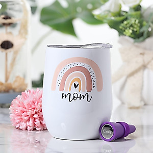 Mom Tumbler -12oz - Mom Cup - New Mom Gifts- Mom Wine Glass - Birthday Gifts for Mom from Daughter, Son, Kids - Christmas Gifts for Mom - Mom Mug - Gift Ideas for New Moms, First Time Moms