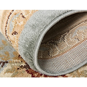 Unique Loom Versailles Collection Traditional Classic Floral Motif Area Rug (8' 0 x 10' 0 Rectangular, Slate Blue/ Ivory)