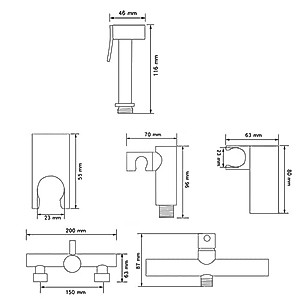 MINJING Toilet Shower Spray Mixer Set Black Hot and Cold Bidet Sprayer Kit for Toilet with Shower Hose Brass Bathroom Toilet Bidet Mixer Spray Kit,B